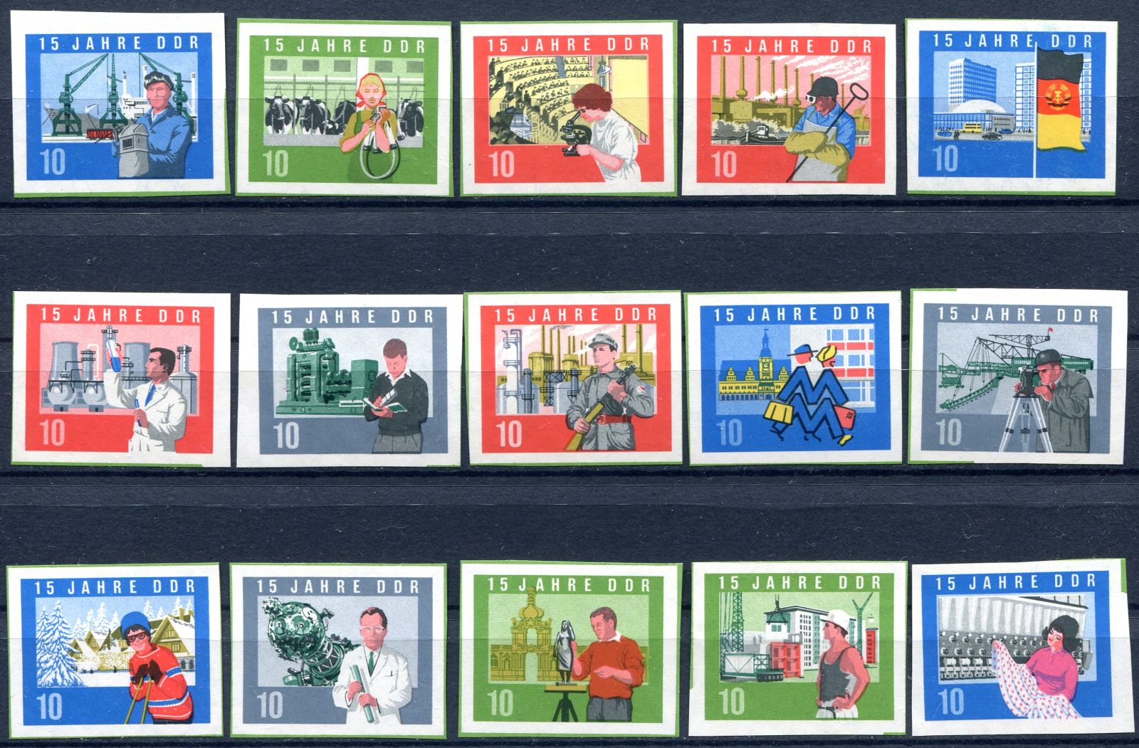 (1964) MiNr. 1059 - 1073 B * - DDR - 15. Jahrestag der DDR (1964) MiNr. 1059 - 1073 B * - DDR - 15. Jahrestag der DDR